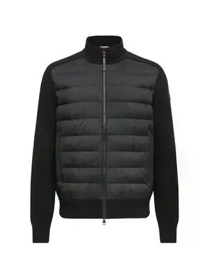 Moncler Quilted Leather-trim Cardigan - Black