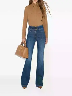 Elisabetta Franchi Boot-cut Jeans With Belt - Blue