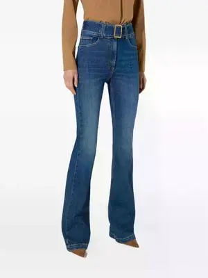 Elisabetta Franchi Boot-cut Jeans With Belt - Blue