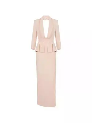 Elisabetta Franchi Red Carpet Dress In Crêpe And Satin - Pink