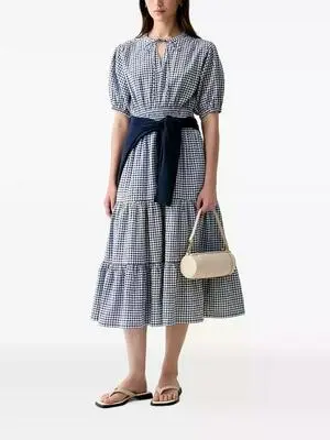 Barbour Ashwell Gingham-check Tiered Midi Dress - Blue