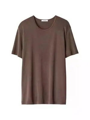 LEMAIRE Scoop-neck T-shirt In Ribbed Jersey - Brown