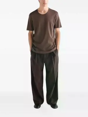 LEMAIRE Scoop-neck T-shirt In Ribbed Jersey - Brown
