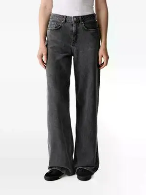 Karl Lagerfeld Logo-patch Wide-leg Jeans - Grey