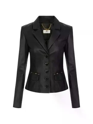 Elisabetta Franchi Leather Jacket With Logo Details