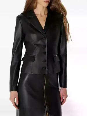 Elisabetta Franchi Leather Jacket With Logo Details
