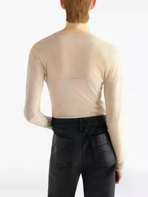 LEMAIRE Long-sleeve Ballerina-style Top In Mesh Jersey - Neutrals