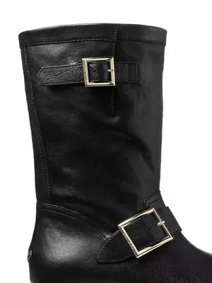 JIMMY CHOO Leather Biker Boots - Black