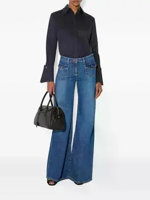 Elisabetta Franchi Bell-bottom Jeans With Small Pockets - Blue