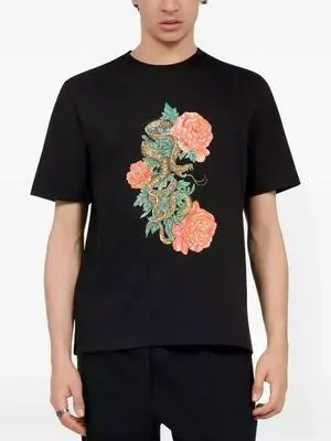 Roberto Cavalli Snake Floral-print T-shirt