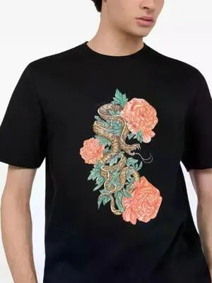 Roberto Cavalli Snake Floral-print T-shirt
