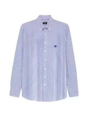 Etro Striped Logo-embroidered Shirt - White