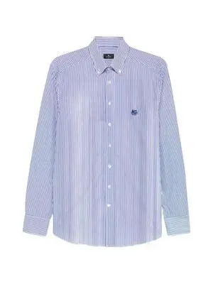 Etro Striped Logo-embroidered Shirt - White