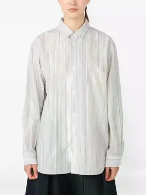 Nanamica Stripe-print Regular-collar Shirt - Neutrals