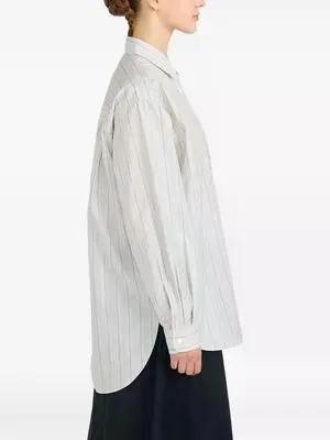 Nanamica Stripe-print Regular-collar Shirt - Neutrals