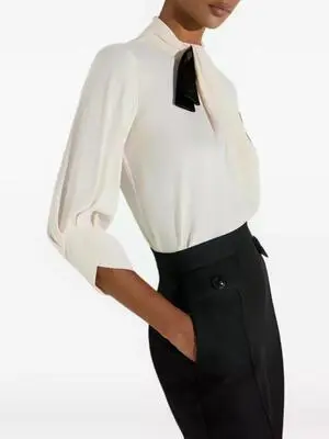 Elisabetta Franchi Blouse In Georgette Fabric With Bow-tie