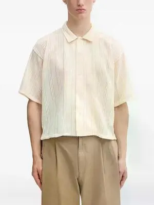 BEAMS Stripe-knit Short-sleeved Shirt - Neutrals