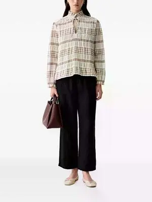 Barbour Hinton Gingham-pattern Ruffled-effect Blouse