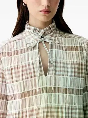 Barbour Hinton Gingham-pattern Ruffled-effect Blouse