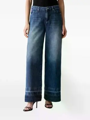 Karl Lagerfeld Faded Wide-leg Jeans - Blue