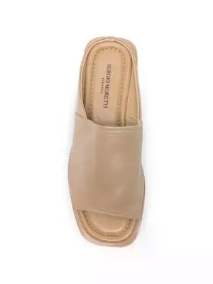 SERGIO MORETTI FIRENZE Open Toe Leather Flat Sandals