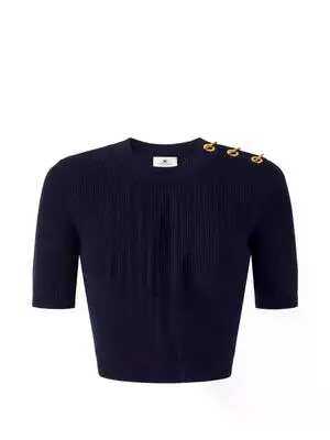 Elisabetta Franchi Knit Top With Jewel Details - Blue