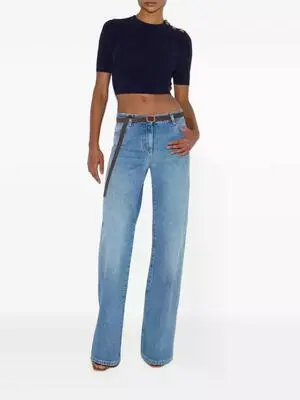 Elisabetta Franchi Knit Top With Jewel Details - Blue
