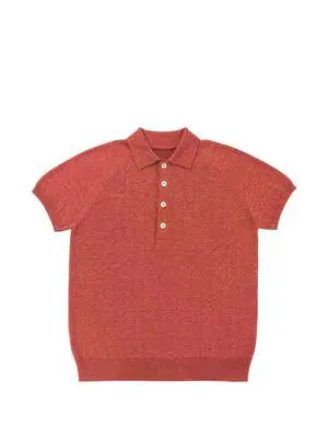 GRAN SASSO Pointelle-knit Raglan-sleeve Polo Shirt - Red