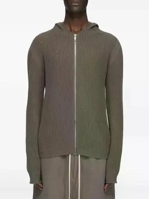 Rick Owens Wool Zipped Hodded Cardigan - Brown