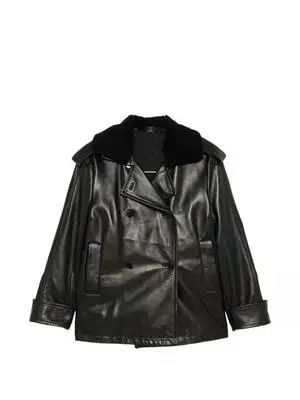 SALVATORE SANTORO Shearling-collar Double-breasted Jacket