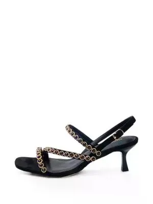 EMANUELLE VEE Embellished Slingback Sandals - Black