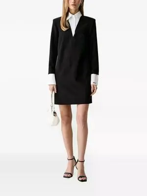 Karl Lagerfeld Contrast-collar V-neck Mini Dress - Black