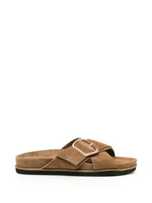 SERGIO MORETTI FIRENZE Buckle-fastening Crossover-strap Sandals - Brown