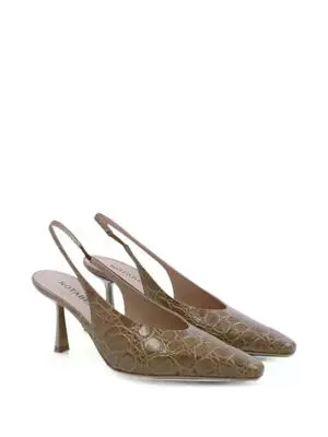 NOTABENE Emmely Crocodile-embossed Slingback Pumps - Neutrals