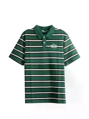 MALBON Fairway Bass Club Striped Short-sleeve Polo Shirt - Green