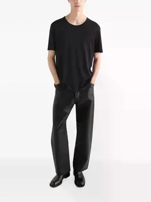 LEMAIRE Scoop-neck T-shirt In Ribbed Jersey - Black