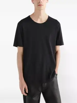 LEMAIRE Scoop-neck T-shirt In Ribbed Jersey - Black