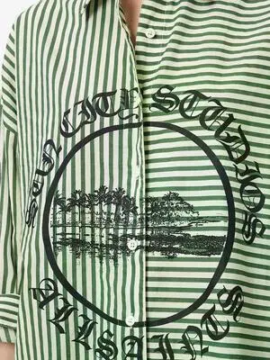 ALLSAINTS Adrianne Striped Shirt With Graphic Print - Green