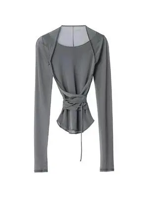 LEMAIRE Ballerina Wrap Top In Mesh Jersey - Grey