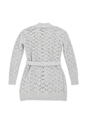 Eleventy Belted Open-knit Cardigan