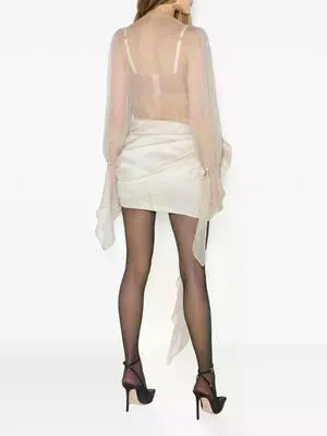 Elisabetta Franchi Crepon Mini Skirt With Micro-polka Dot Print And Maxi Bow Detail