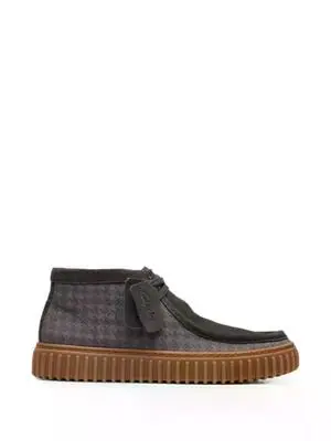 Clarks Torhill Hi Houndstooth-pattern Suede Desert Boots - Grey