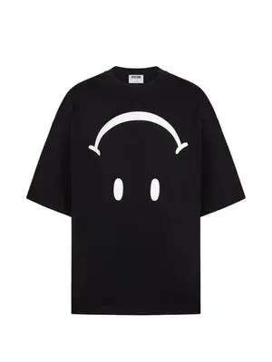 Moschino Cotton Jersey T-shirt With An Inverted Smiley® Print - Black