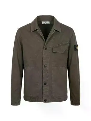 Stone Island Logo-patch Button-up Jacket - Grey