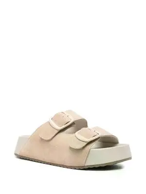 SERGIO MORETTI FIRENZE Suede Double Buckle Sandals