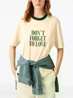 AMI Paris Printed Cotton Don't Forget To Love T-shirt - Neutrals