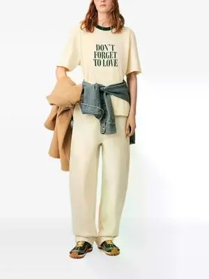 AMI Paris Don't Forget To Love" Printed Cotton T-shirt - Neutrals