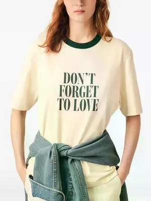 AMI Paris Don't Forget To Love" Printed Cotton T-shirt - Neutrals