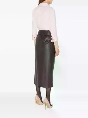 Elisabetta Franchi Midi Skirt With Sash Belt - Brown