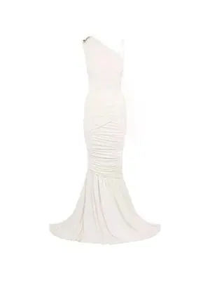 Roberto Cavalli One-shoulder Ruched Maxi Dress - White